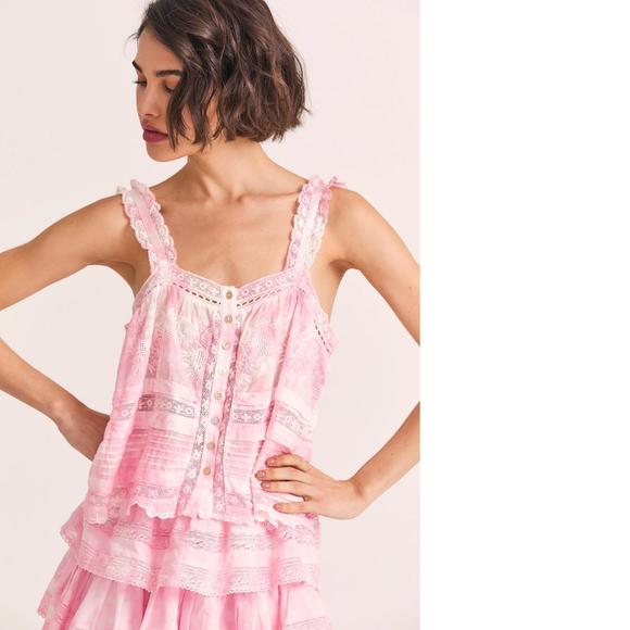 LoveShackFancy | Tops | Nwt Loveshackfancy Sully Top In Island Pink ...